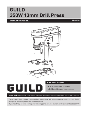 Assembly Instructions. Guild BDP13G, Pillar Drill | Manualzz