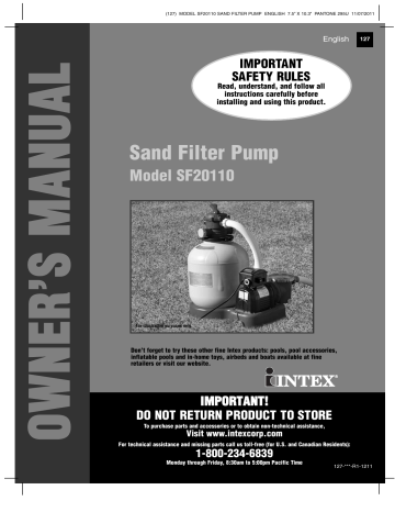 INTEX SF20110 Sand Filter Pump Owner’s Manual | Manualzz