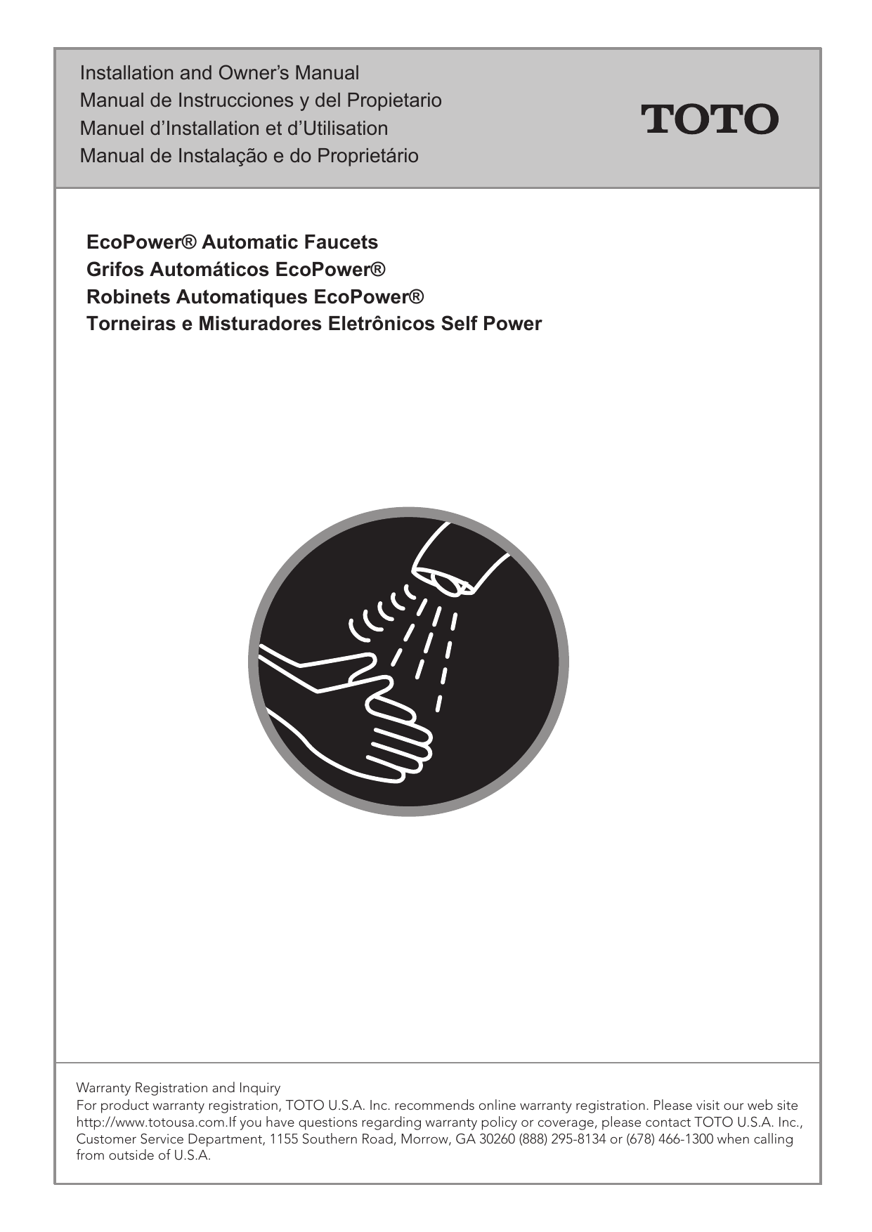 Toto EcoPower Automatic Faucets Installation and Owner's Manual | Manualzz