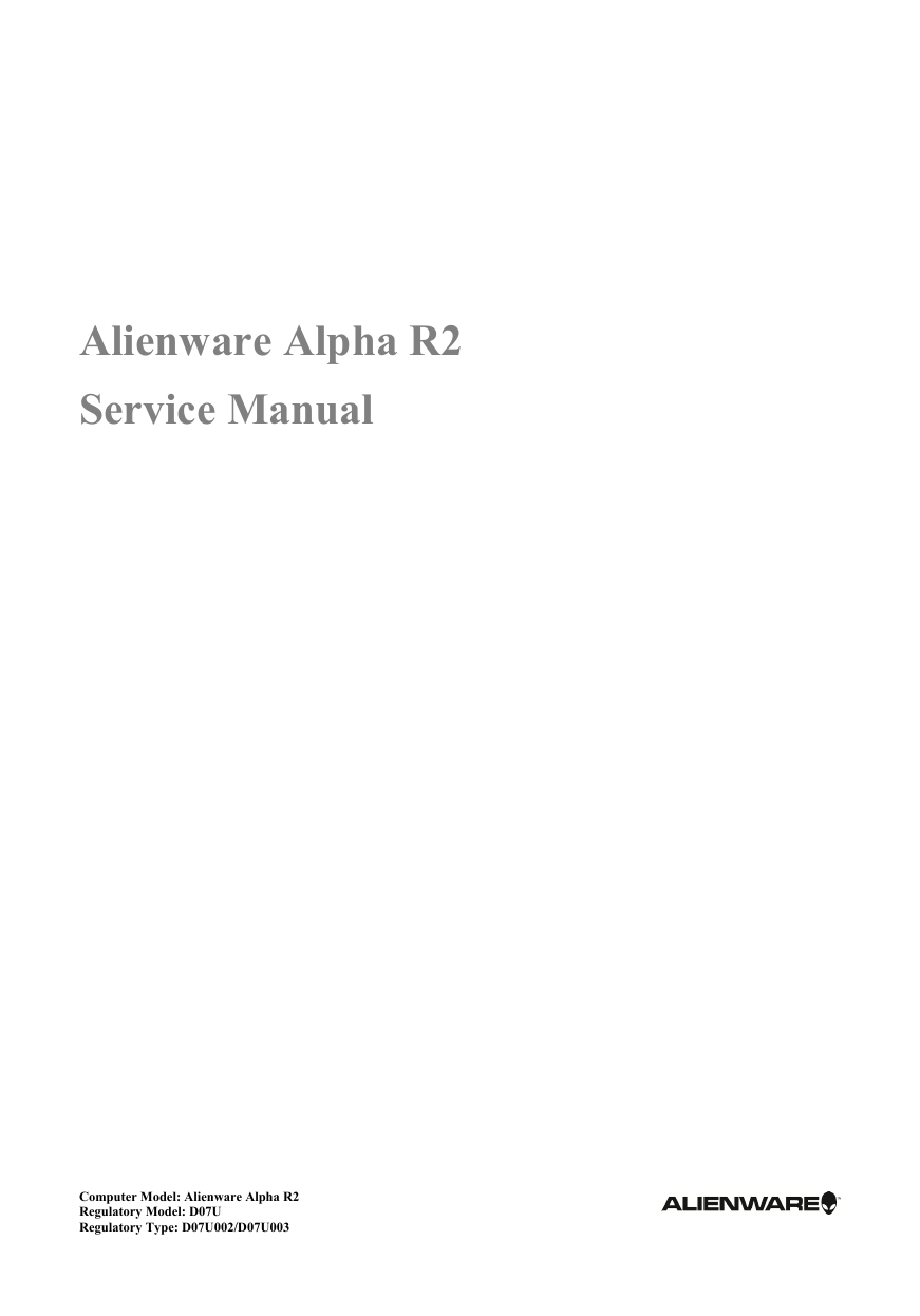 Alienware Alpha R2 & Steam Machine R2 Service manual | Manualzz