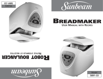 Sunbeam 5891-33 User Manual With Recipes | Manualzz