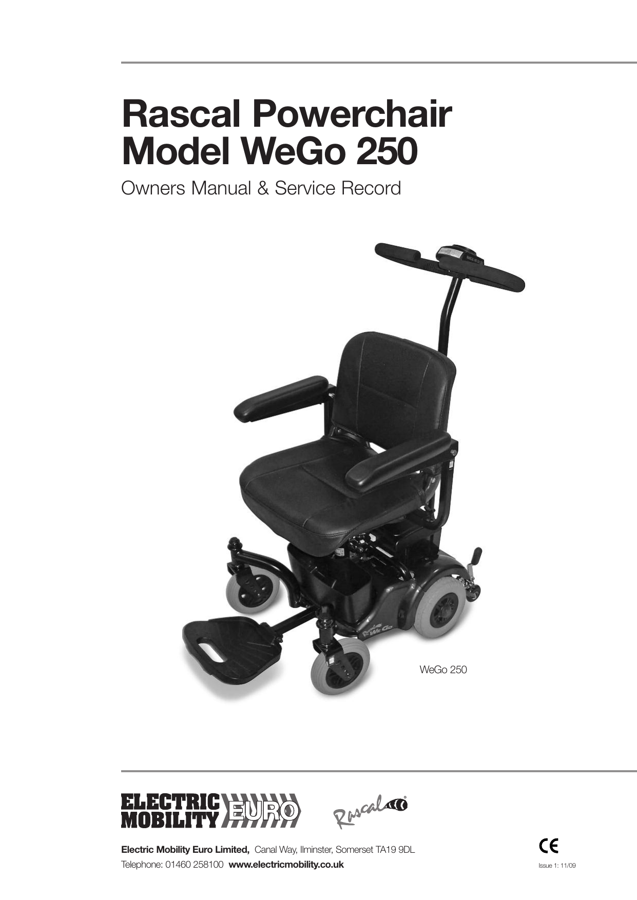 Electric Mobility Euro Limited WeGo 250 Owners Manual & Service Record ...