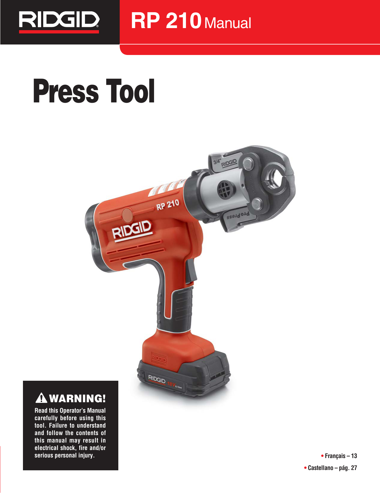Emerson RIDGID RP 210 User's Manual | Manualzz