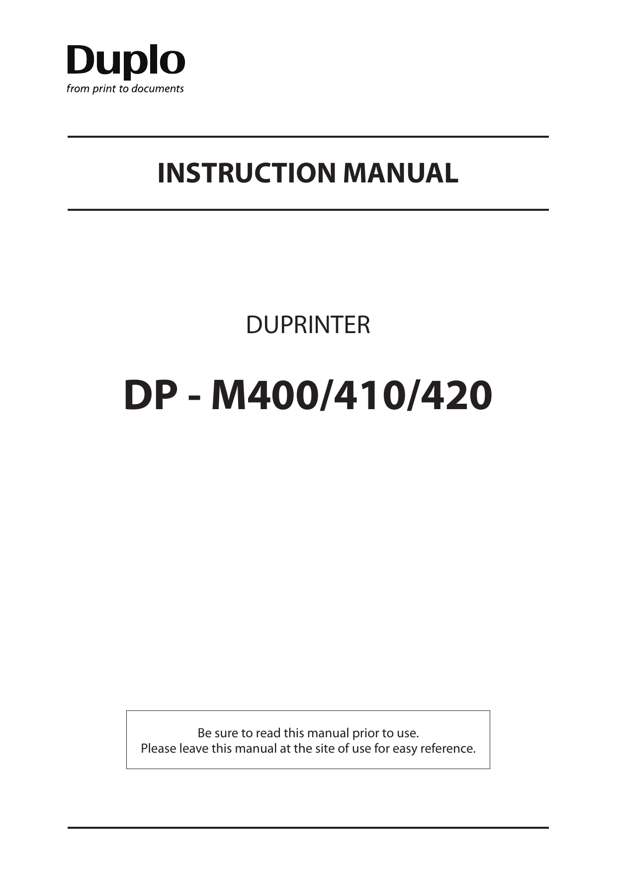 Duplo DP - M420 Instruction manual | Manualzz