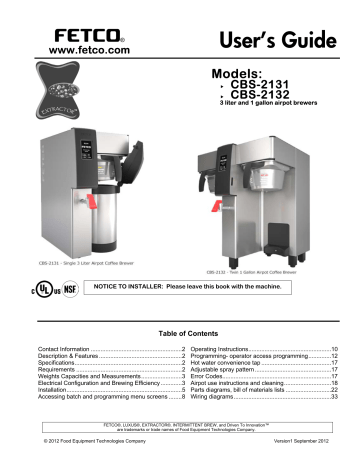 Fetco CBS-2132 XTS User manual | Manualzz