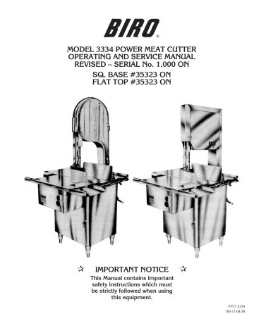 BIRO 3334 Meat Cutter Operating and Service Manual | Manualzz