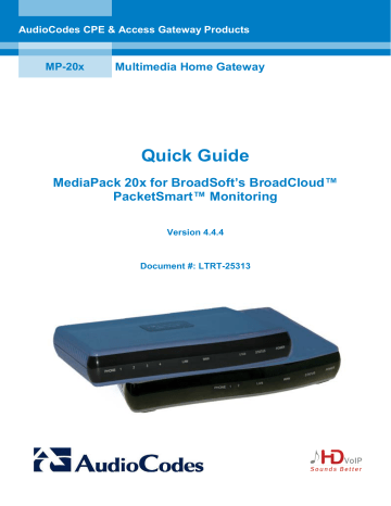 AudioCodes MediaPack 20 Series Quick Manual | Manualzz