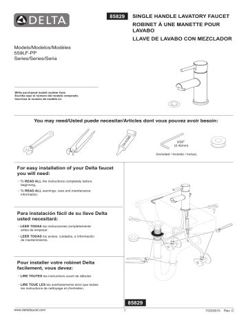 Delta lavatory faucet 559LF PP user manual | Manualzz