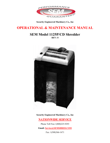 SEM 1125 P/CD Shredder User Manual | Manualzz