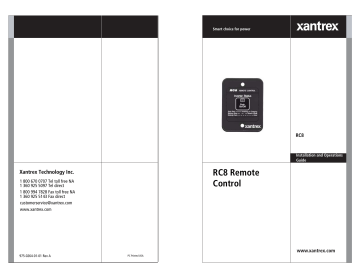 Xantrex RC8 Remote Control Installation and Operations Guide | Manualzz