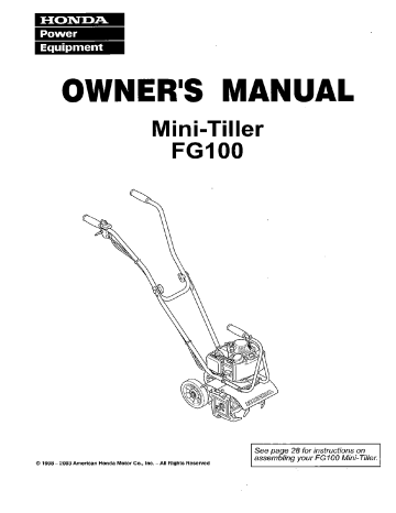 Honda FG100 Mini-Tiller Owner's Manual | Manualzz