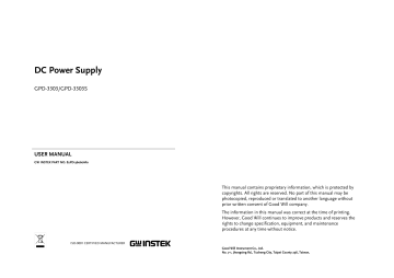 DC Power Supply GPD-3303S, GPD-3303 User Manual | Manualzz