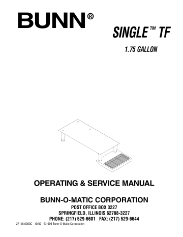 Bunn Single TF Coffee Maker User manual | Manualzz