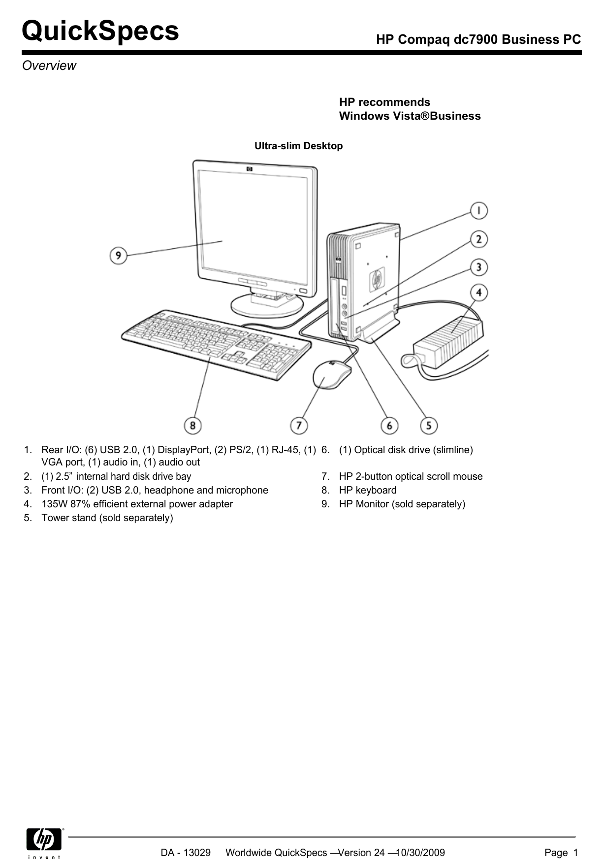 HP (Hewlett-Packard) DC7900 Personal Computer User manual | Manualzz