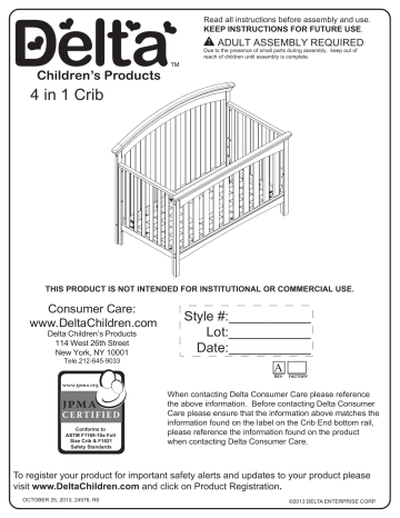 Delta 4 in 1 Crib Instruction Manual | Manualzz