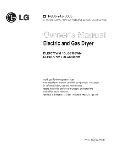 LG DLE8377WM Dryer Owner's Manual | Manualzz