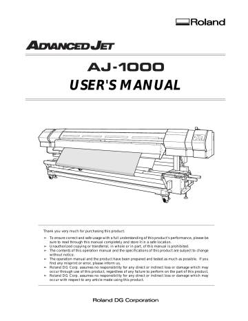 Large Format Printer AJ 1000 User Manual | Manualzz
