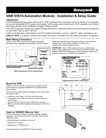 Honeywell VAM Installation & Setup Manual | Manualzz