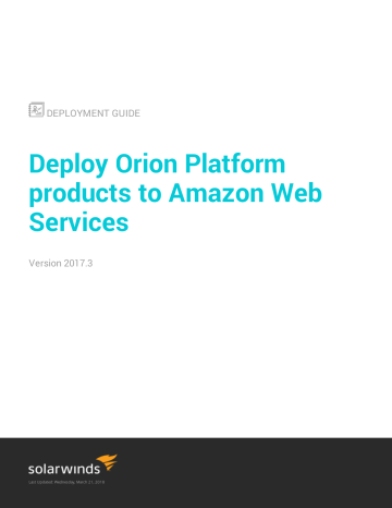 SolarWinds Orion Platform Deployment Guide for AWS | Manualzz