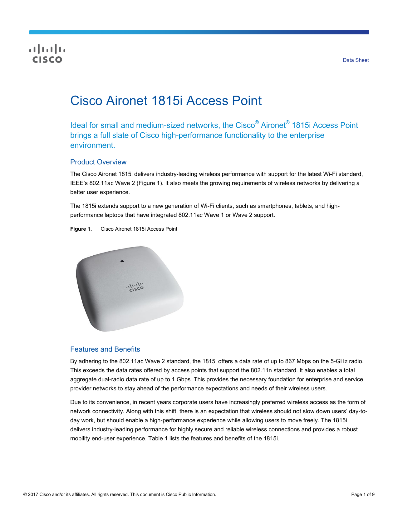 Cisco Aironet 1815i Access Point Data Sheet | Manualzz