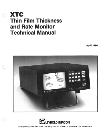Inficon XT Operating Manual | Manualzz