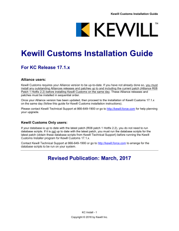 Kewill Customs 17.1.x Installation Guide | Manualzz