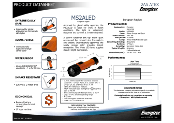 Energizer 2AA ATEX MS2ALED Datasheet | Manualzz