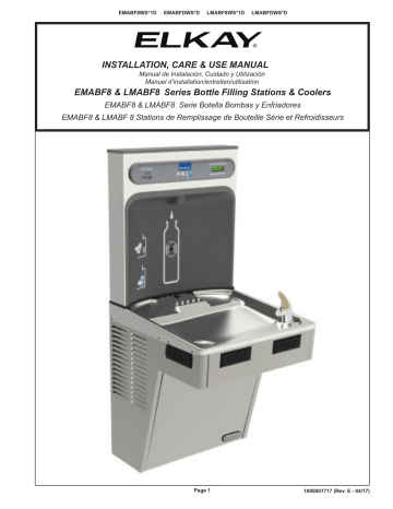 Elkay LMABF8WSSK EZH2O® Wall Mount Stainless Steel Indoor Bottle Filling Station Installation ...