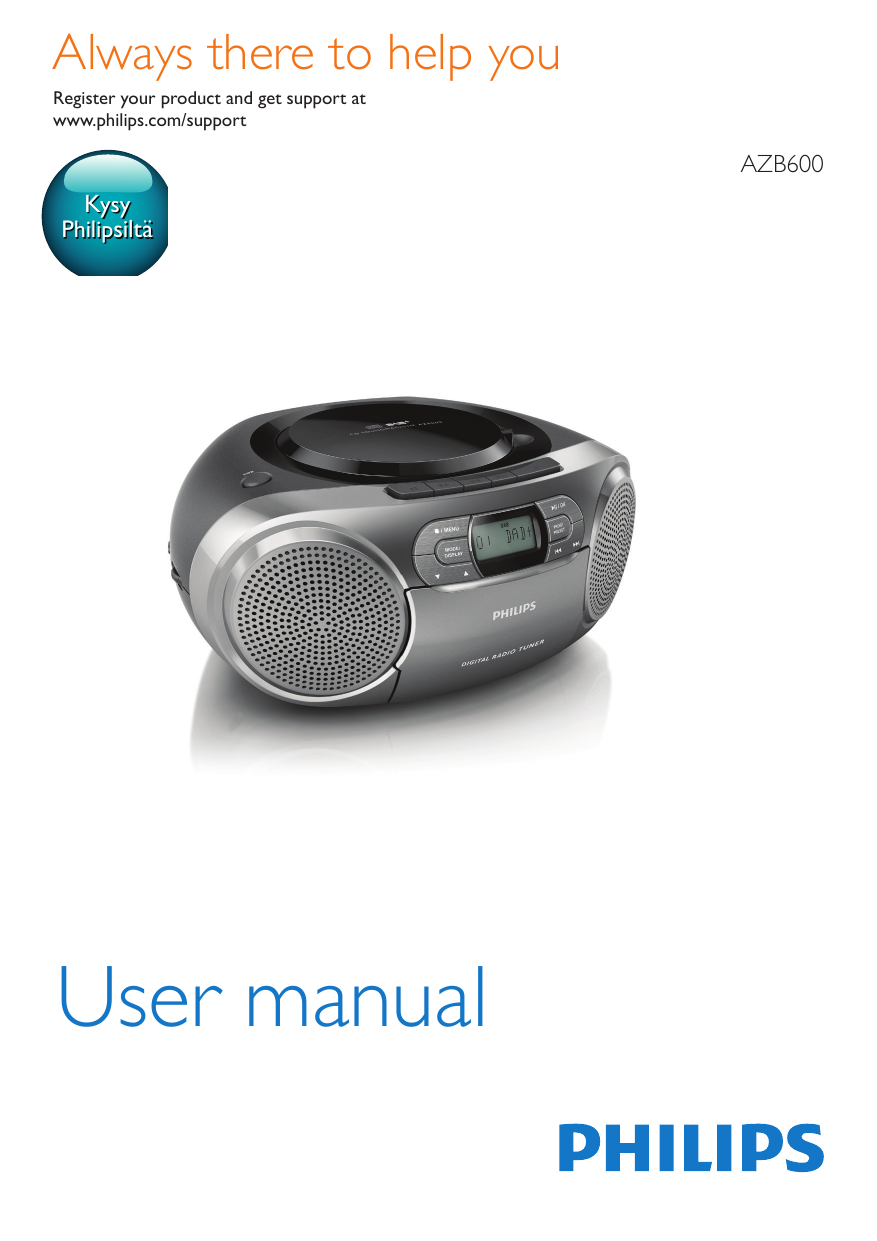 Philips AZB600/12 CD Soundmachine User manual | Manualzz