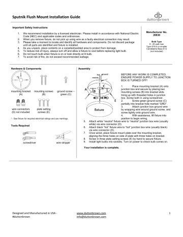 Dutton Brown Flush Mount Sputnik Installation Guide | Manualzz