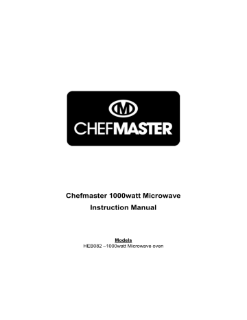 Chefmaster 1000watt Microwave Instruction Manual | Manualzz