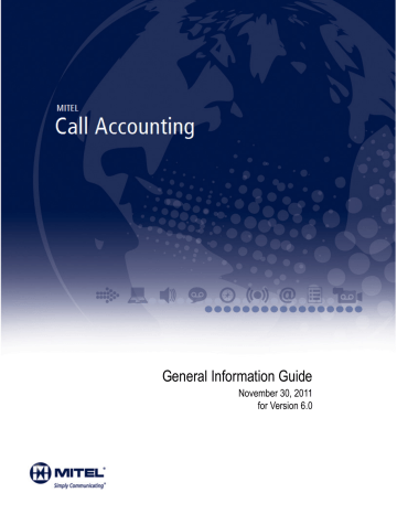 Mitel Call Accounting 6.0 General Information Guide | Manualzz