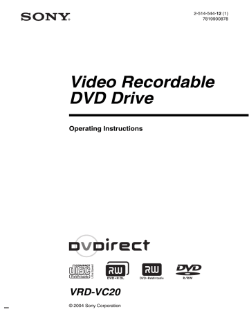 Sony VRD-VC20 Operating instructions | Manualzz
