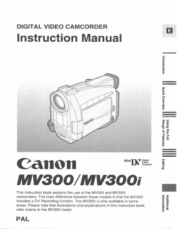 Canon MV300 Camcorder User manual | Manualzz