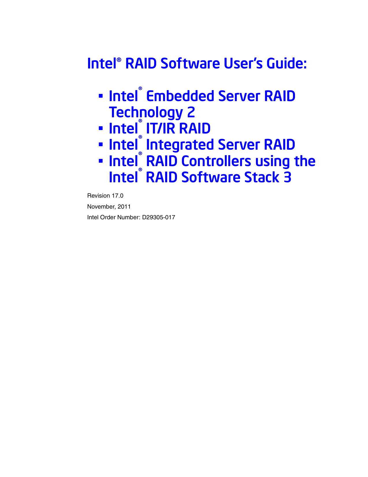 Intel Embedded Server RAID Technology 2 User manual | Manualzz