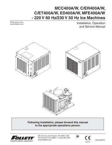 Follett CR400A Installation, Operation And Service Manual | Manualzz
