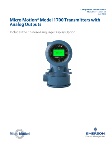 Micro Motion 1700 Transmitter Configuration and Use Manual | Manualzz