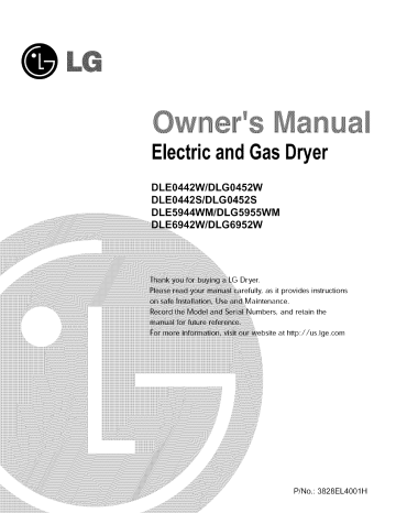 LG DLE0442W Dryer Owner's Manual | Manualzz