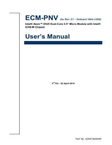 ECM-PNV D525 Dual-Core 3.5" User's Manual | Manualzz