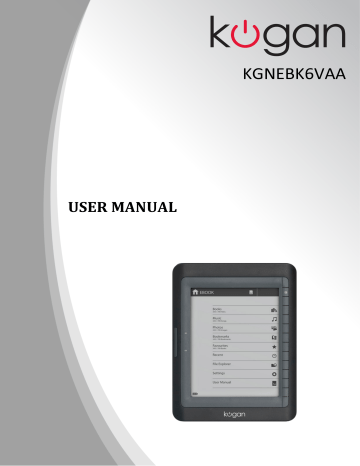 Kogan e-book reader KGNEBK6VAA User Manual | Manualzz