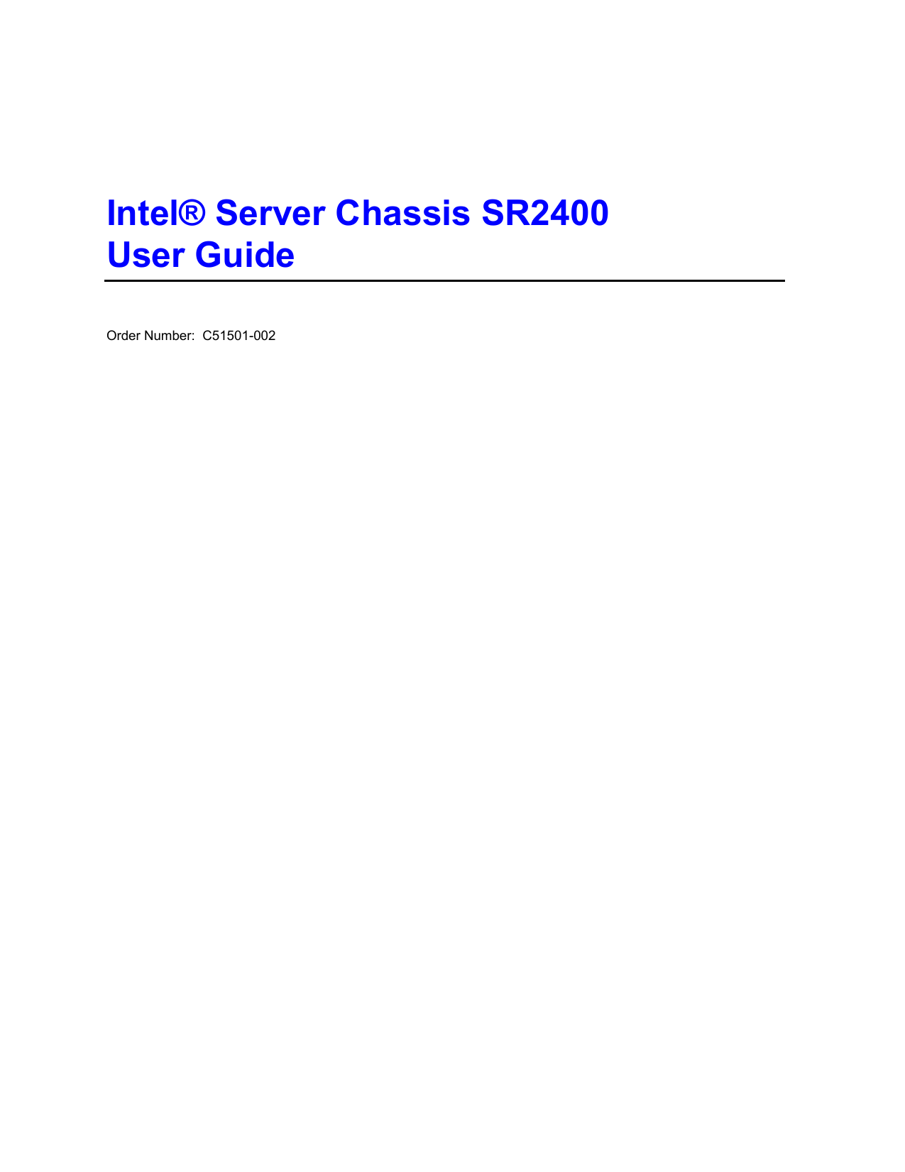Intel SR2400 User manual | Manualzz