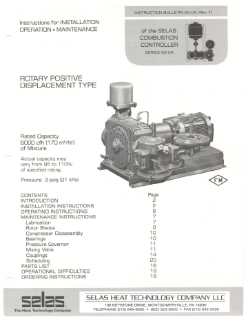 Selas Combustion Controller 60-CA Instruction Bulletin | Manualzz