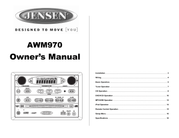Jensen AWM970 Owner's Manual | Manualzz