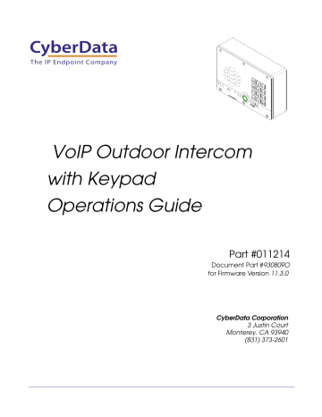 CyberData VoIP Outdoor Intercom 011214 Operations Guide | Manualzz