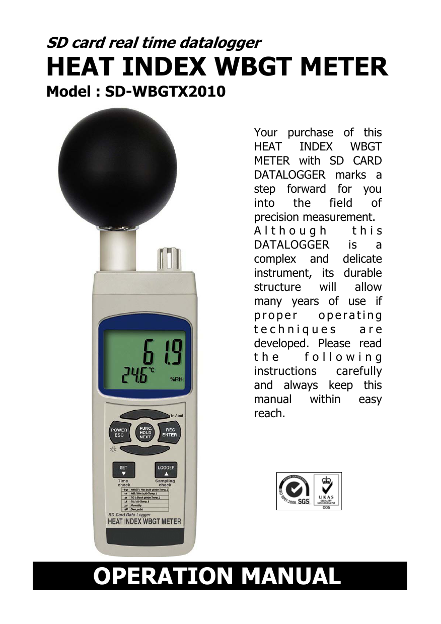 heat index wbgt meter | Manualzz