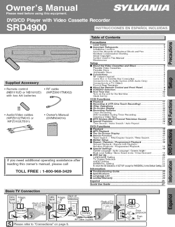 Sylvania SRD4900 DVD/VCR Owner's Manual | Manualzz