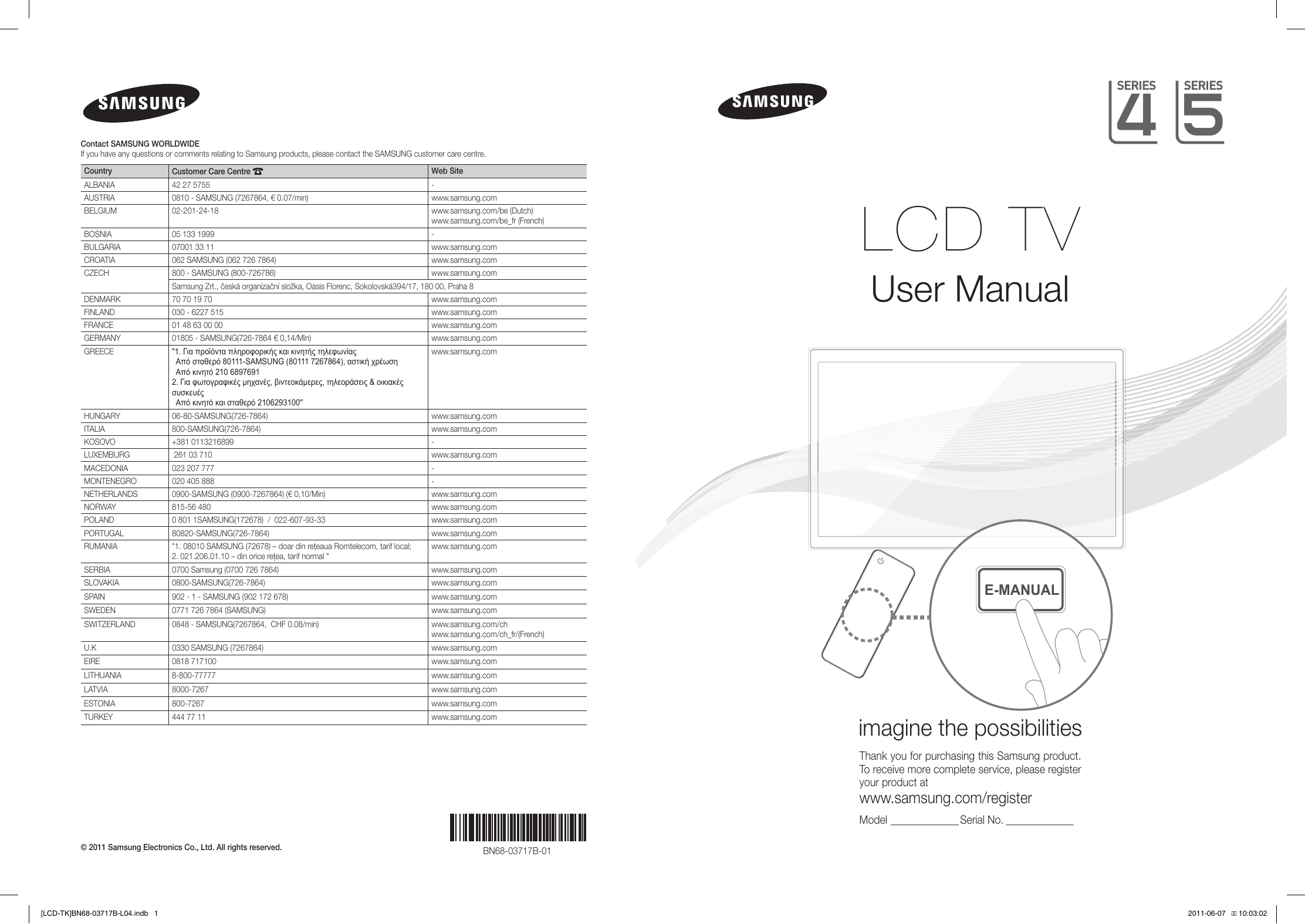 Samsung LE40D503F7W Quick start guide | Manualzz