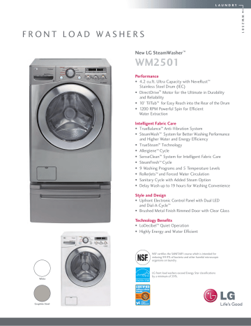 LG WM2501HVA,WM2501HWA Specification | Manualzz