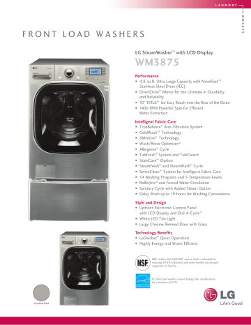 LG WM3875HVCA Specification | Manualzz