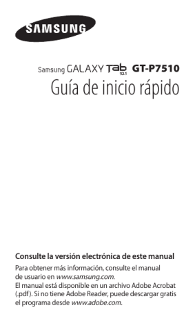Samsung GT-P7510/M16 Guía de inicio rápido | Manualzz